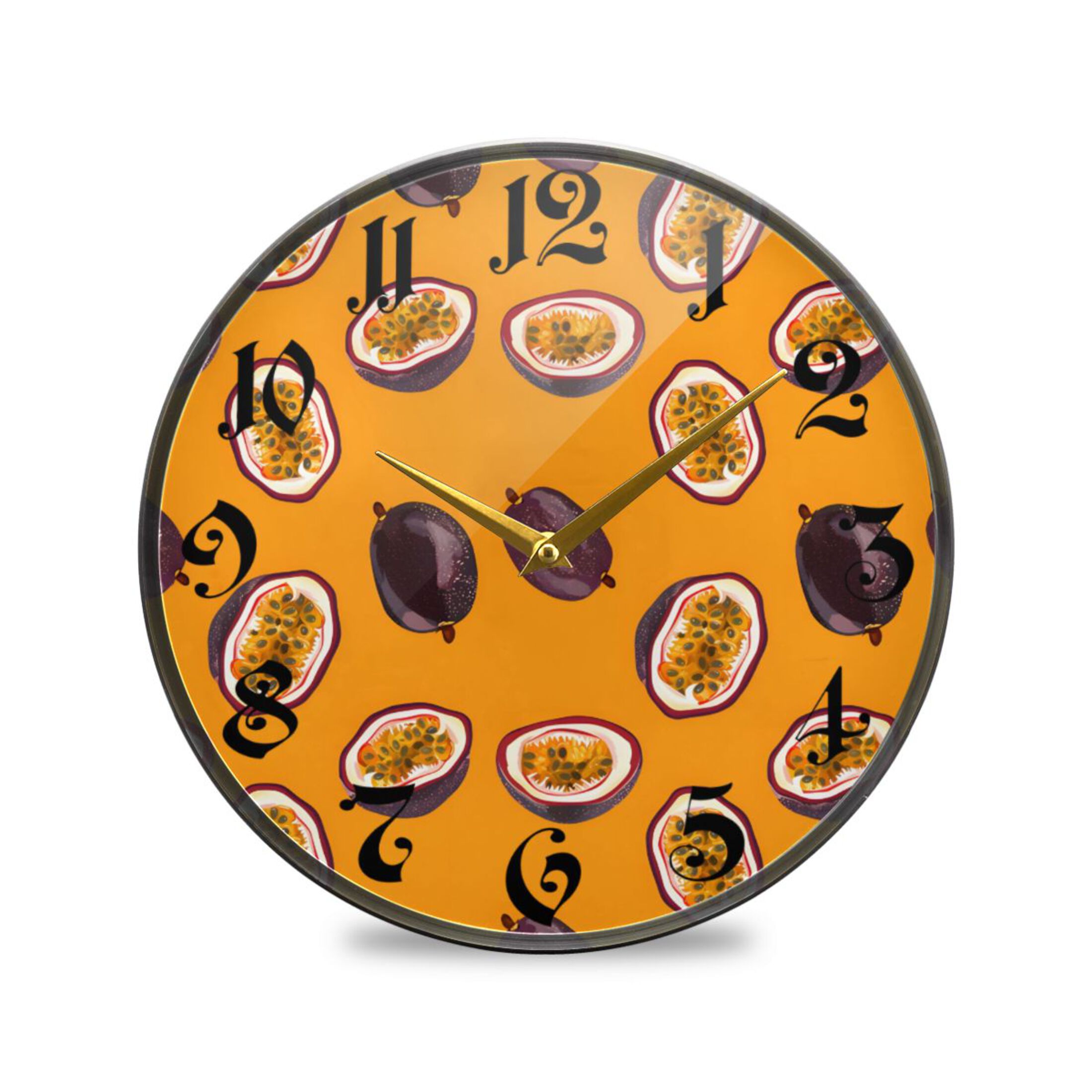 9.5" Round Silent Wall Clocks Passion Fruit Texture Acrylic Battery ...
