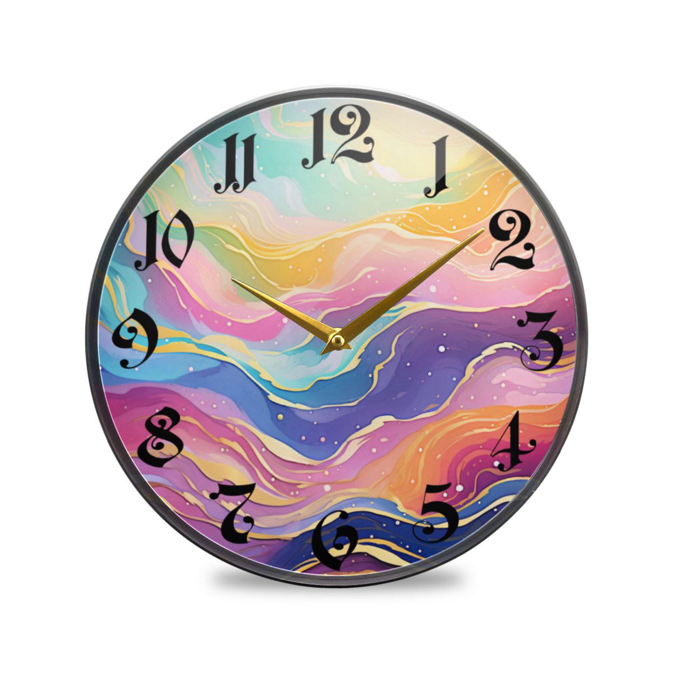 9.5" Round Silent Wall Clocks Rainbow Starry Sky Acrylic Battery ...