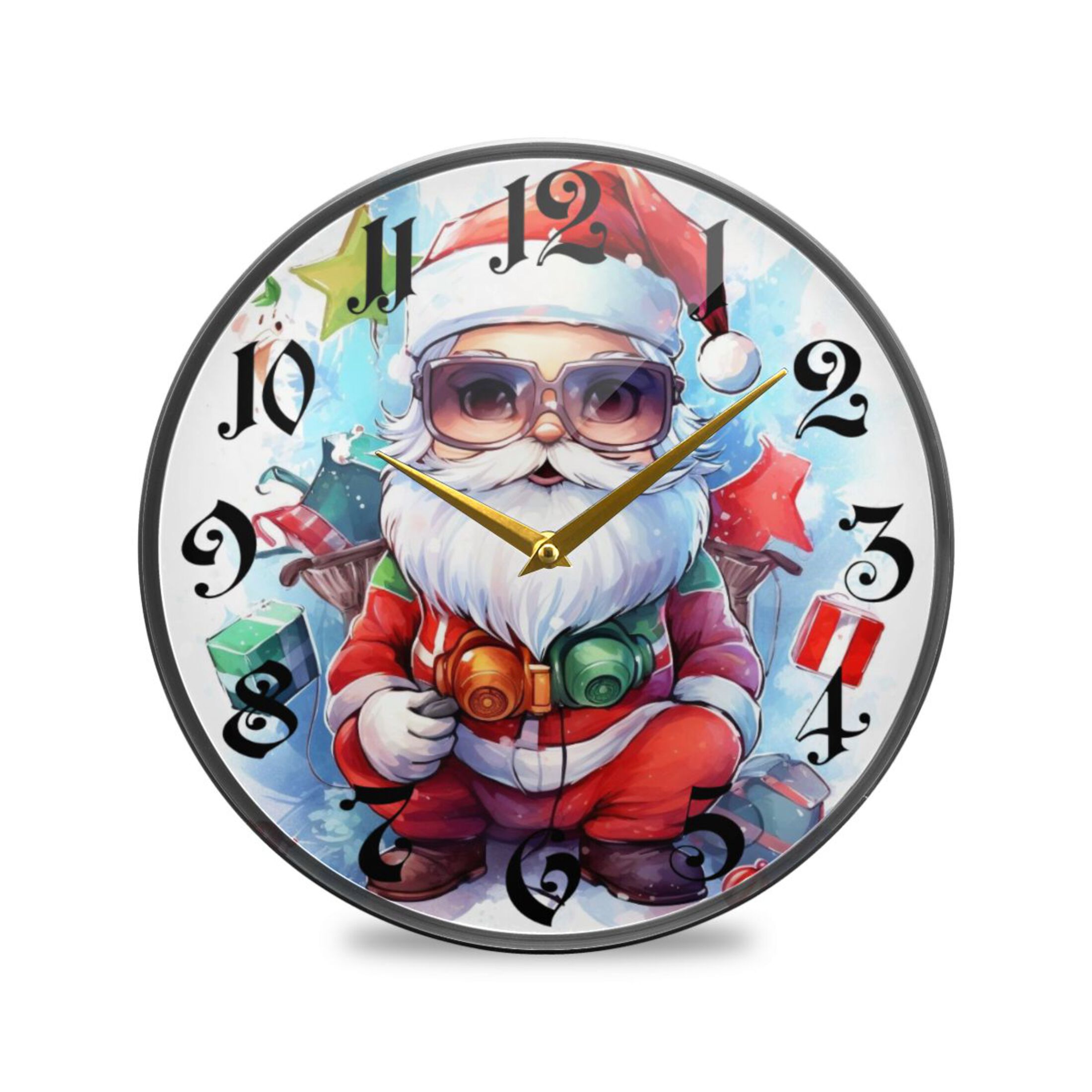 9.5" Round Silent Wall Clocks Santa Claus Christmas Gifts Acrylic ...
