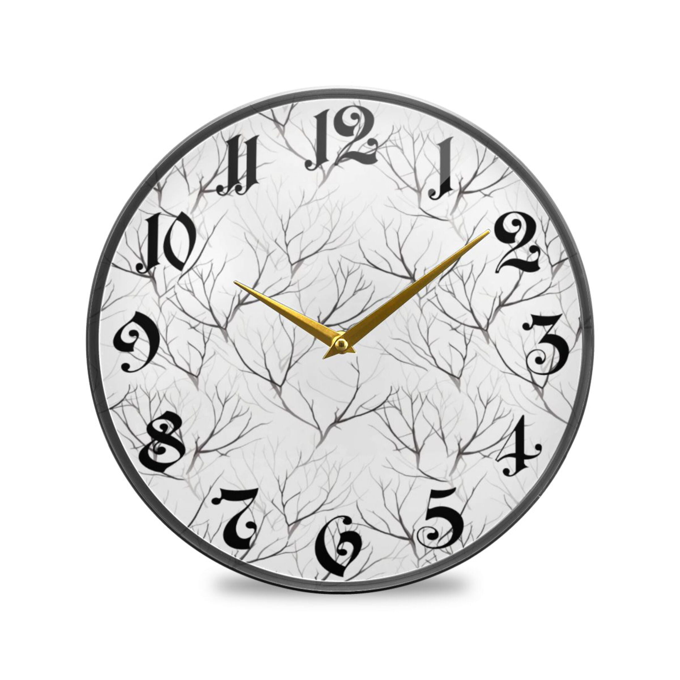 9.5" Round Silent Wall Clocks Tree Branch Acrylic Battery Operated Clock Non-Ticking Clocks ...
