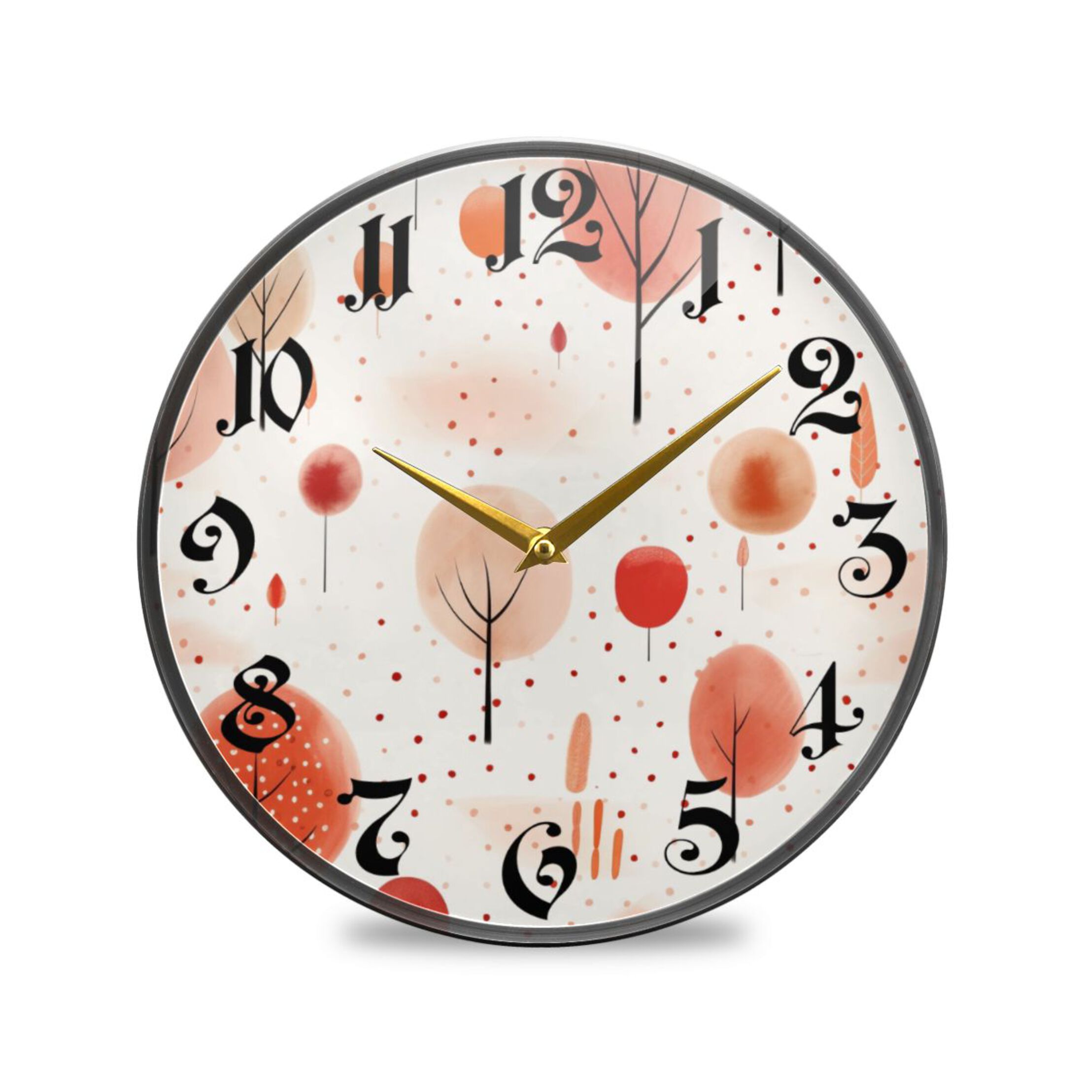 9.5" Round Silent Wall Clocks Tree Forest Acrylic Battery Operated ...