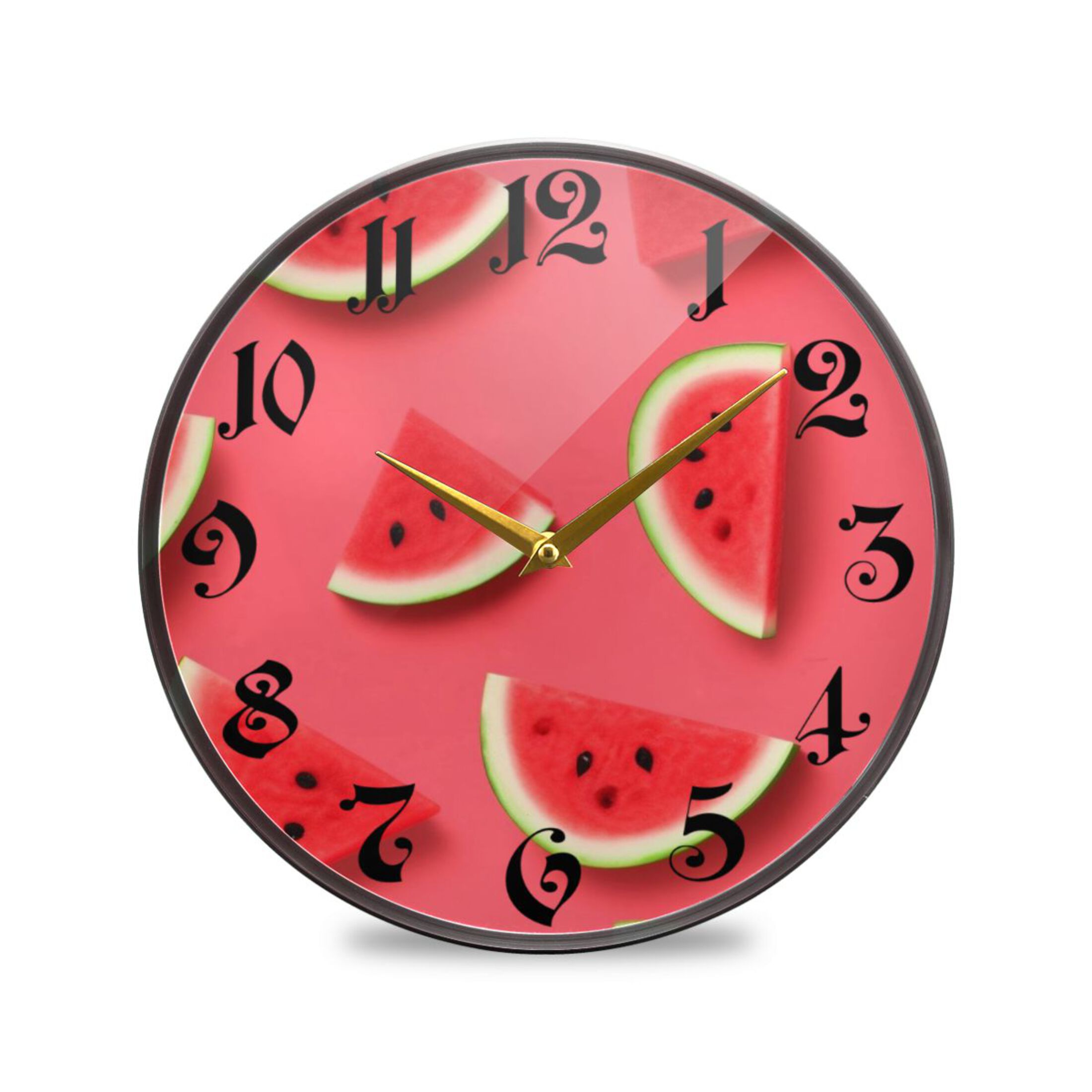 9.5" Round Silent Wall Clocks Watermelon Fruit Acrylic Battery Operated ...