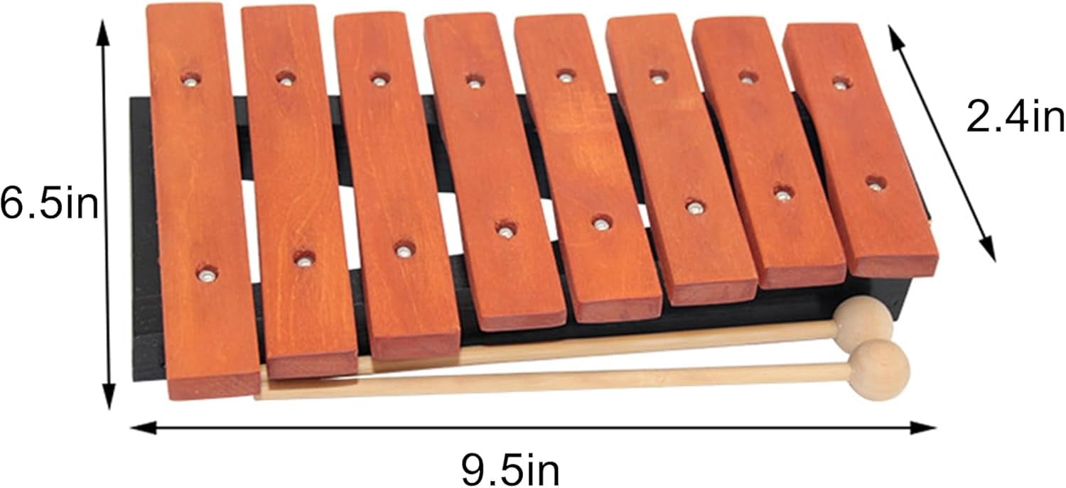 9.5 inch 8 Notes Wood Xylophone Includes 2 Wooden Mallets Music Tools ...