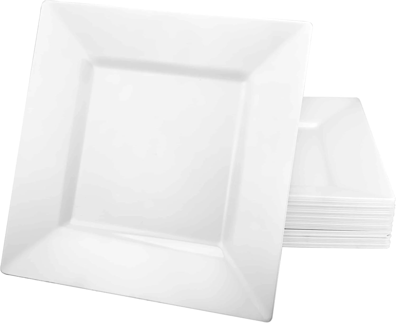 9.5 inch Pearl White Square Dinner Plate – Elegant Disposable Plastic ...