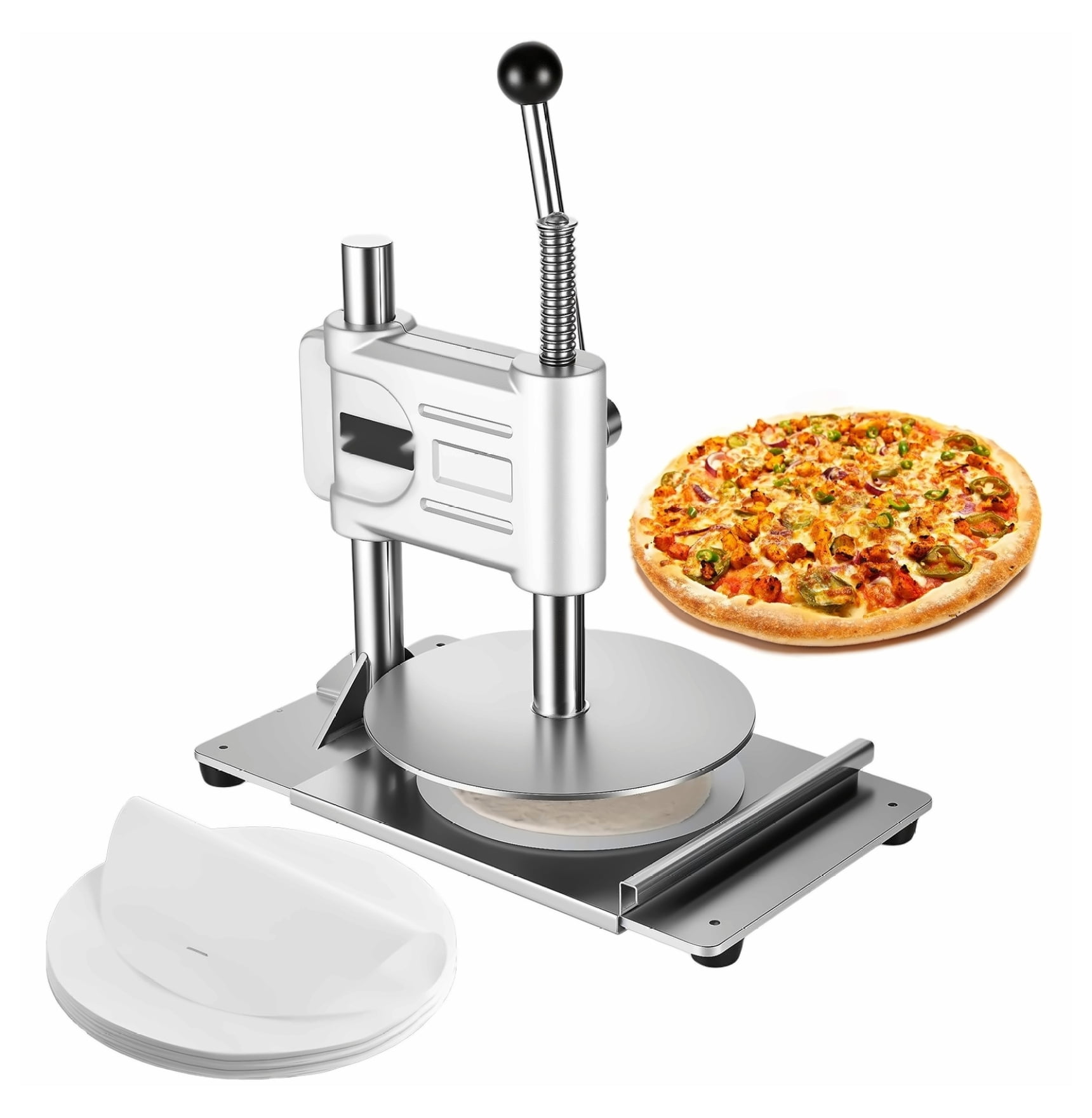 9.5 inch Pizza Dough Press Machine, Manual Stainless Steel Pizza Maker ...