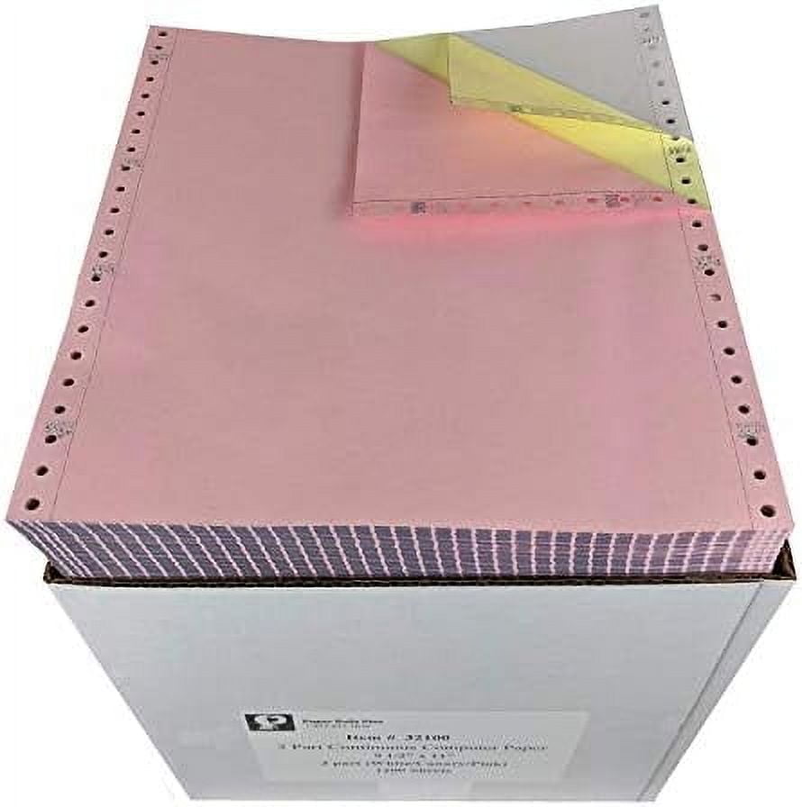 9.5 x 11-3 part Computer Paper (White/Yellow/Pink) - Continous Feed Dot ...