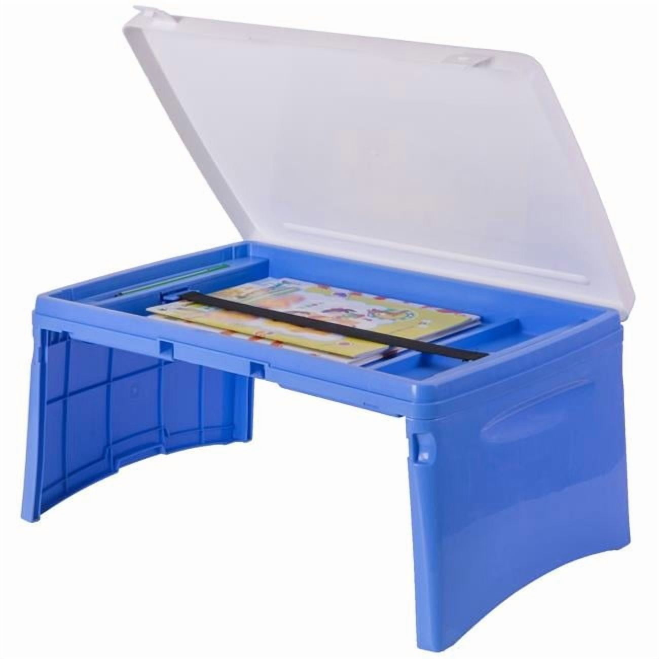 9.5 x 20.5 x 13 in. Kids Portable Foldable Plastic Lap Tray, Blue ...