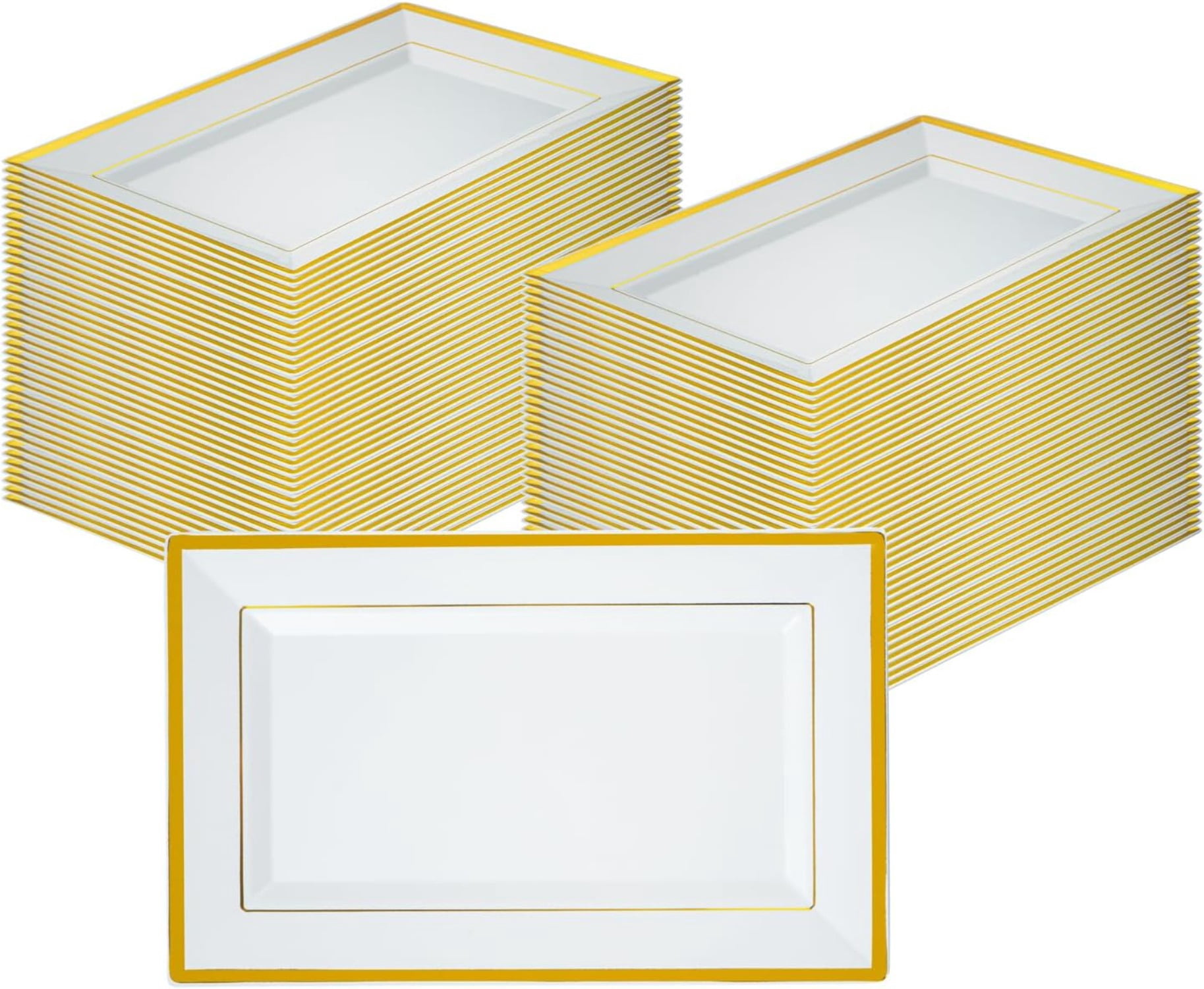 9.5 x 6.3 Inch Premium Disposable Plates 10 Rectangular Plastic Plates ...
