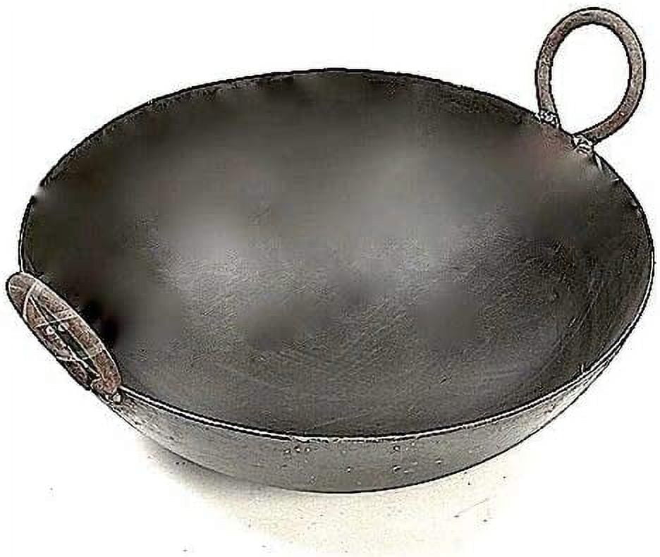 9.50 to 10 INCH INDIAN PURE IRON LOHA KADHAI DEEP FRYING PAN KADHAI FOR FRYING, COOKING ...