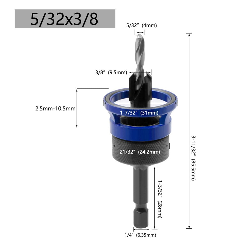 9.5Mm Shank Drill Bit Core Limiter Countersink Drill Router Bit ...