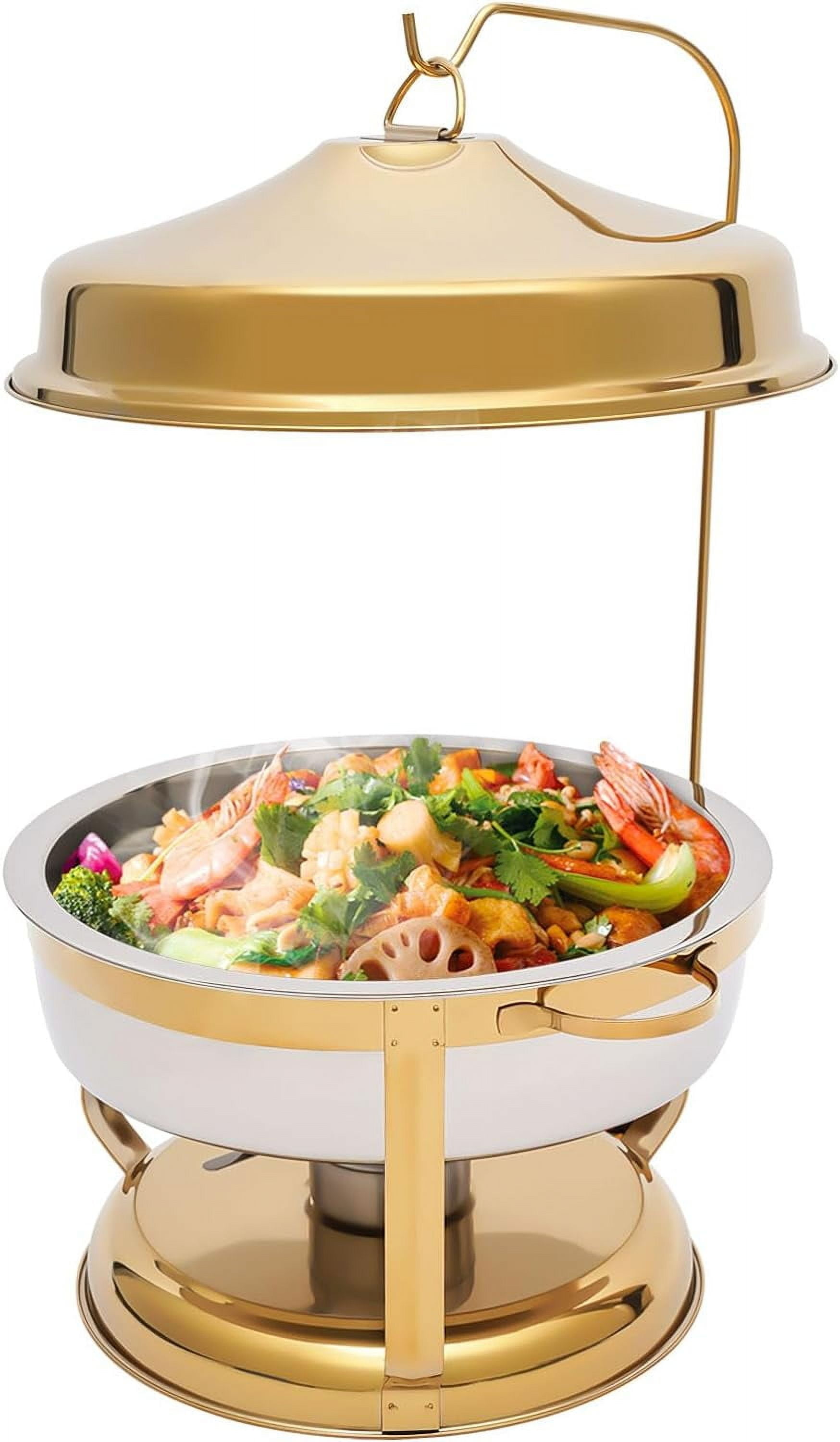 9.5QT Countertop Stainless Steel Chafing Dish Buffet Set, 13.78" Round ...