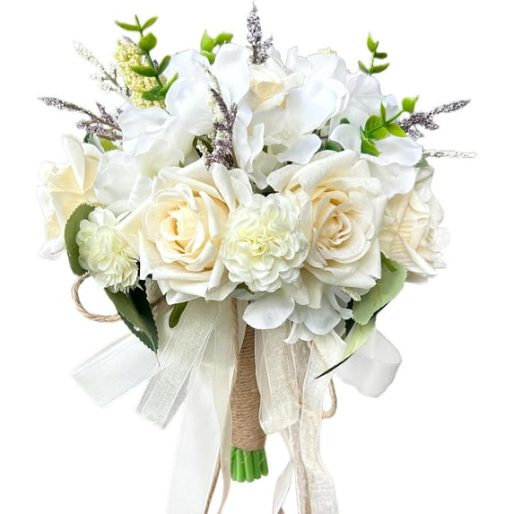 9.5in Ivory White Wedding Bouquets for Bride Bridesmaid Bridal Bouquet ...