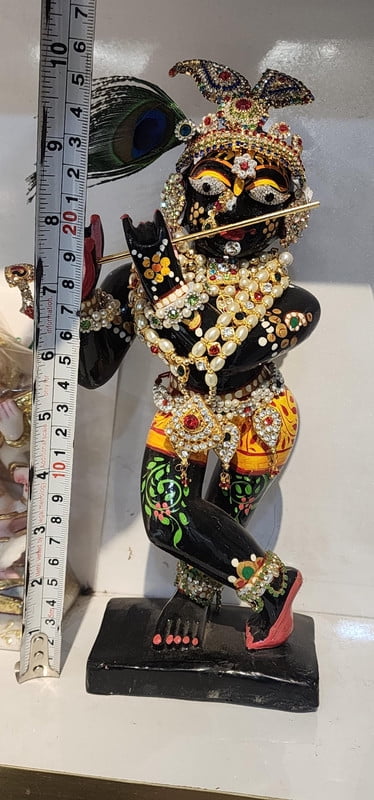 9.5inch/24cm marble dust radha ramn statue with gold leaf stone ...