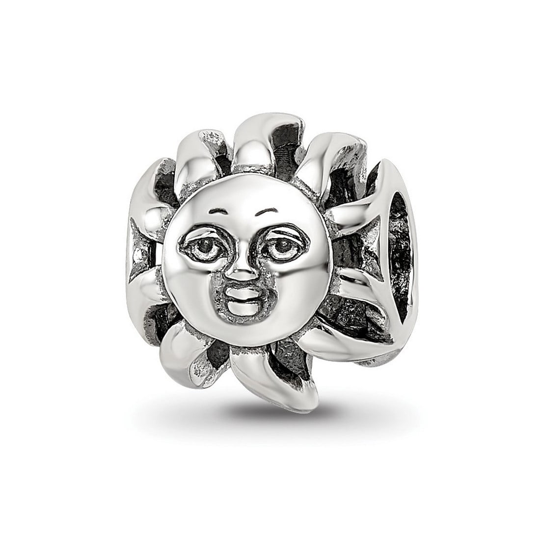 9.5mm 925 Sterling Silver Artisan Oxidized Reflections Sun With a Face ...