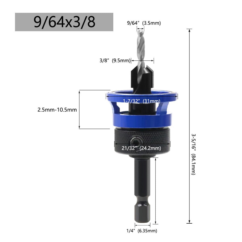 9.5mm Shank Drill Bit Core Limiter Countersink Drill Router Bit ...
