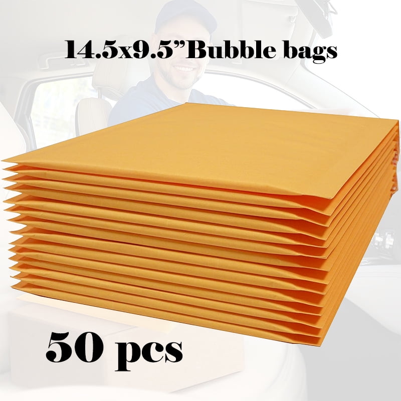 9.5x14.5 Inch Kraft Paper Bubble Courier Bags 20/50 Pack# 4 Postal Self ...