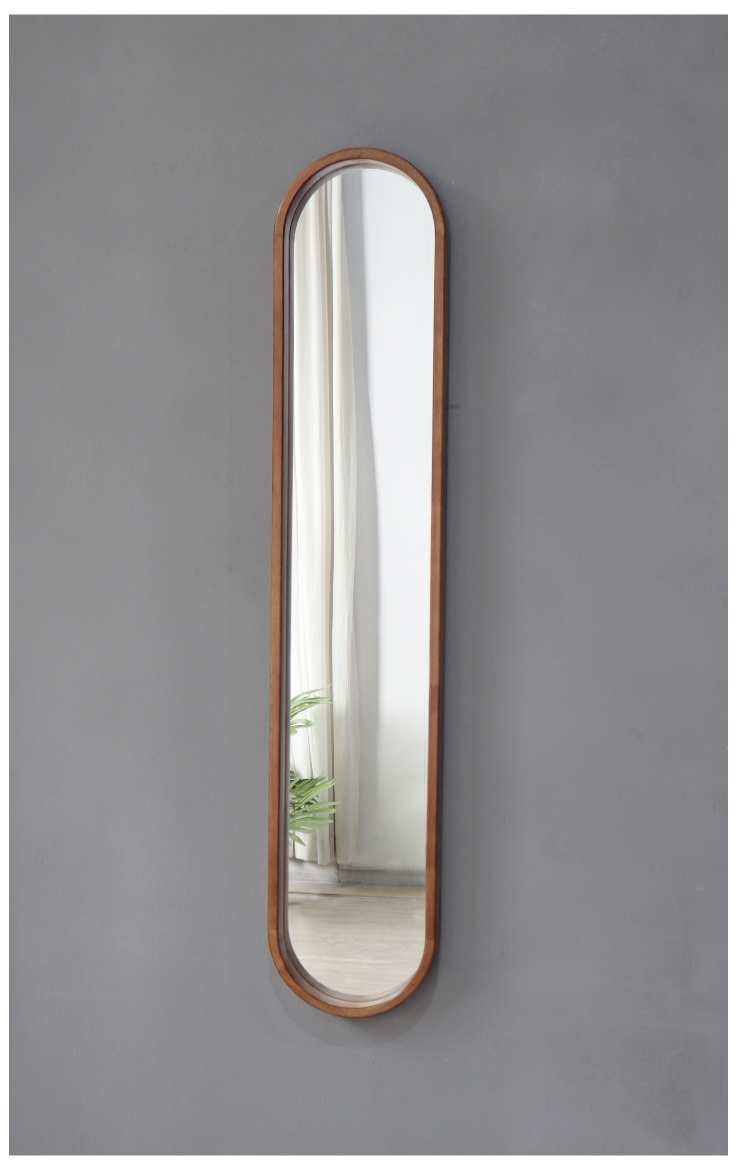 9.5x2x47.2" Decorative Rubber Frame Mirror with Elongated Oval Frame ...