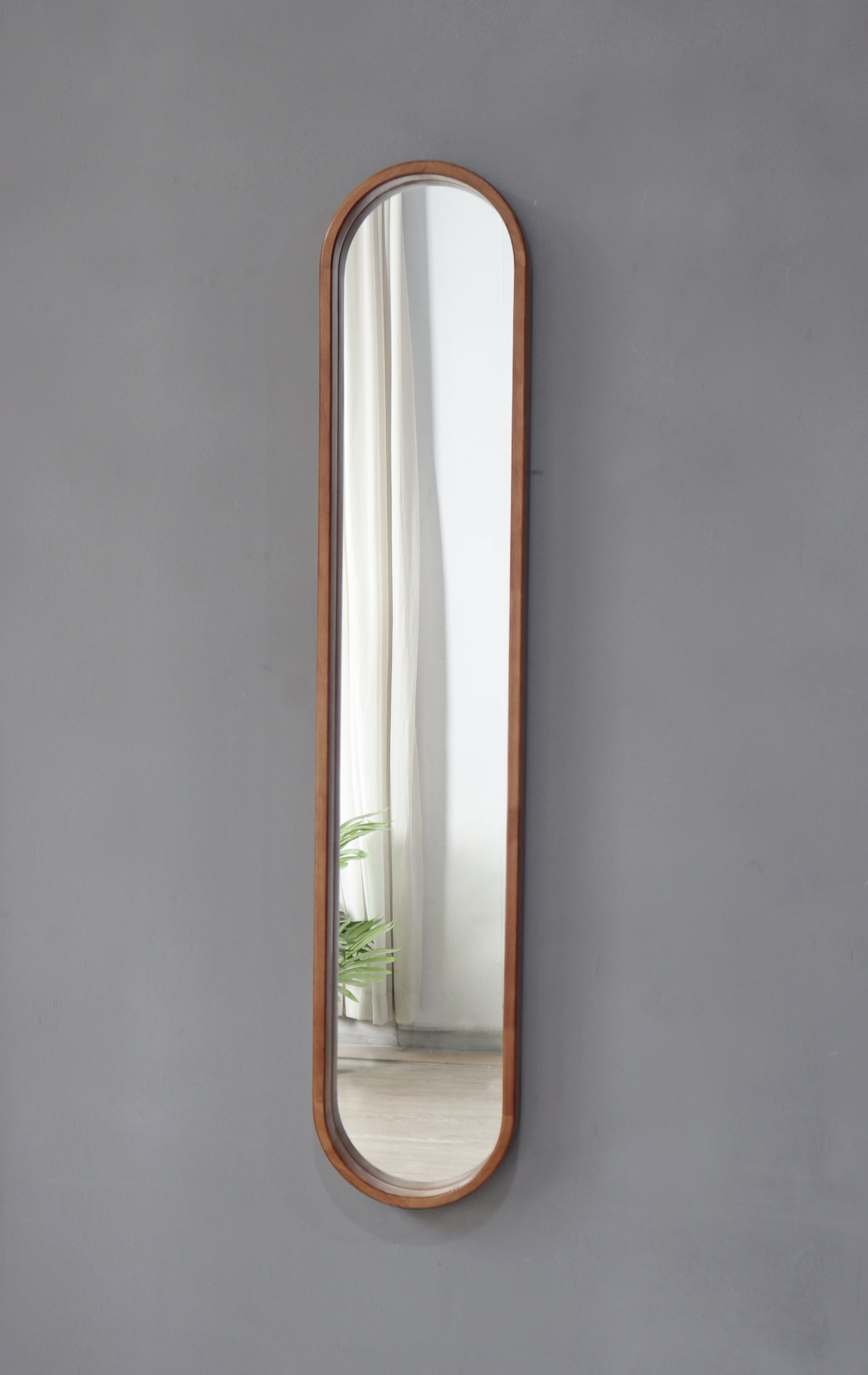 9.5x2x47.2" Decorative Rubber Frame Mirror with Elongated Oval Frame ...