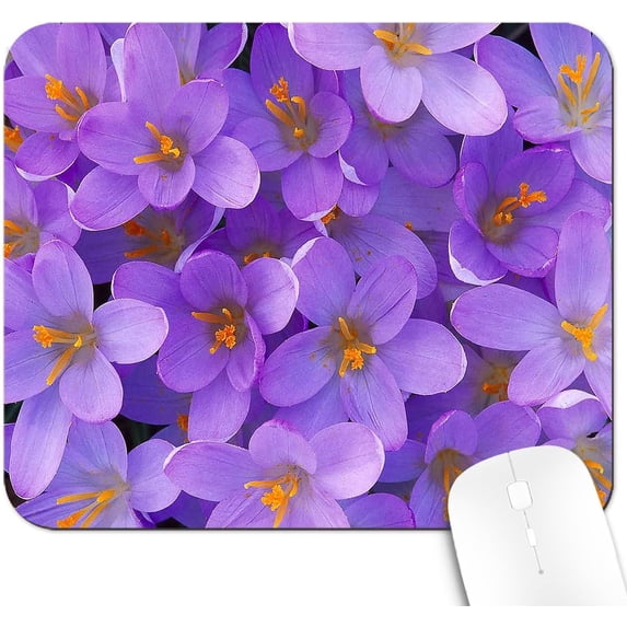 9.5x7.9 Inch Office/Gaming Mouse Pad, Purple Crocus Flowers in Full ...