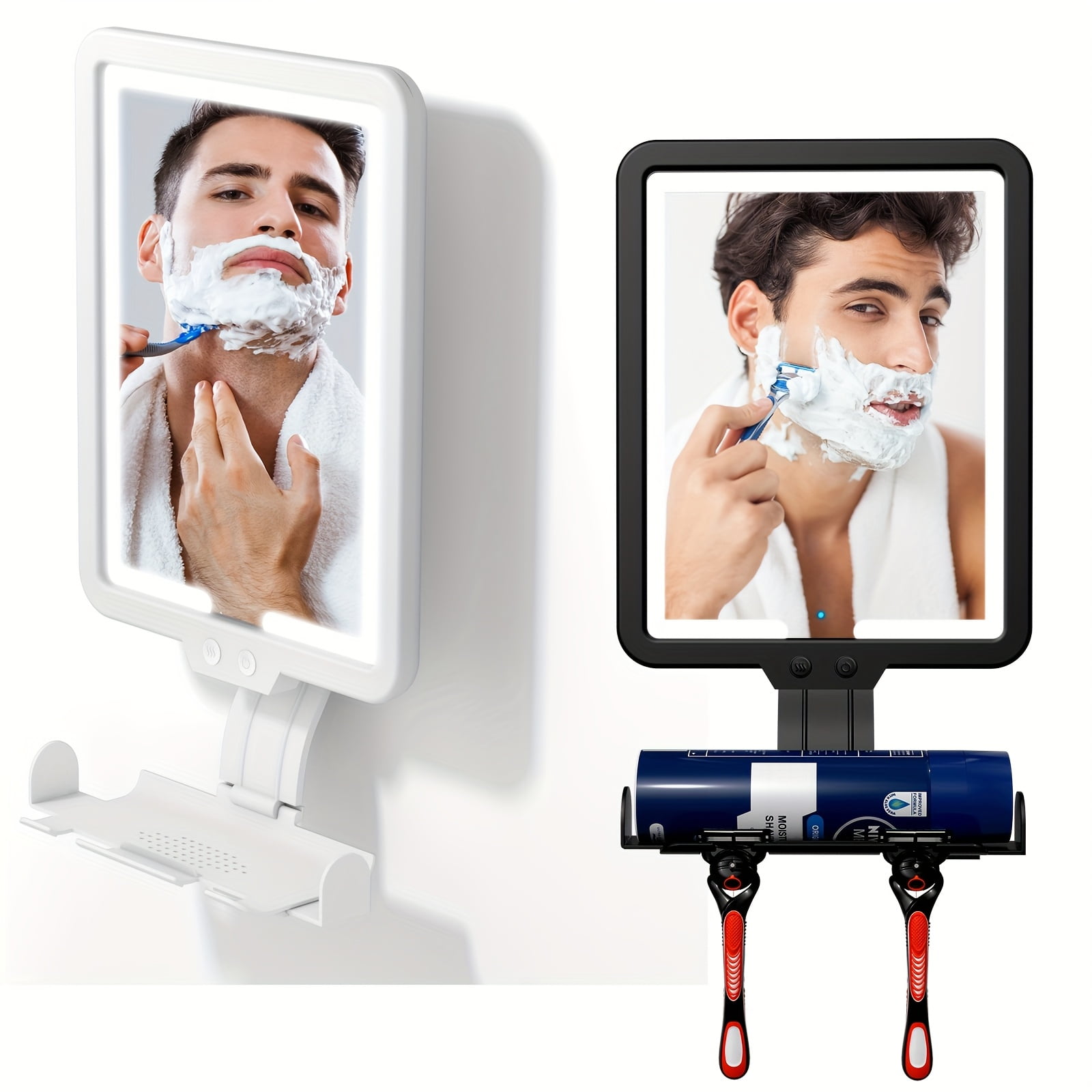 9.5x7 Inch Heated Fog-Free Shower Mirror 3-Color LED Adjustable ...