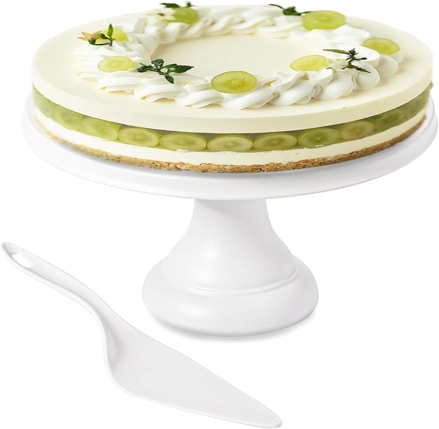 9.6 Inch Bamboo Fiber Cake Stand, Round Cake Holder, Cake Plate with ...