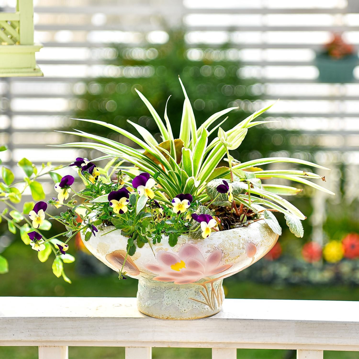 9.6 Inch Large Succulent Plant Pots, Pretty Hand Painted Ceramic ...