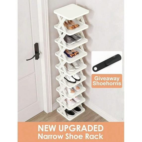 9/6 Tier Narrow Shoe Rack, Space-Saving Vertical Organizer for Entryway ...
