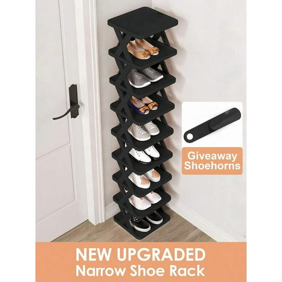 9/6 Tier Narrow Shoe Rack, Space-Saving Vertical Organizer for Entryway ...