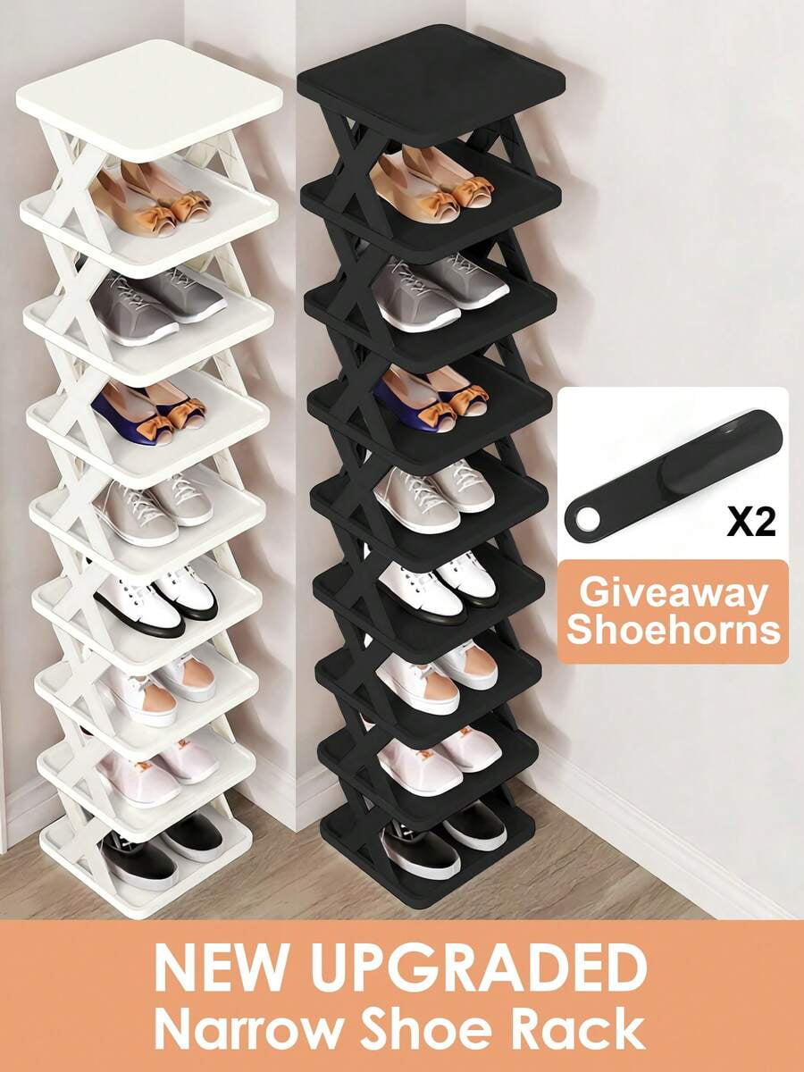 9/6 Tier Narrow Shoe Rack, Space Saving Vertical Shoe Organizer For ...