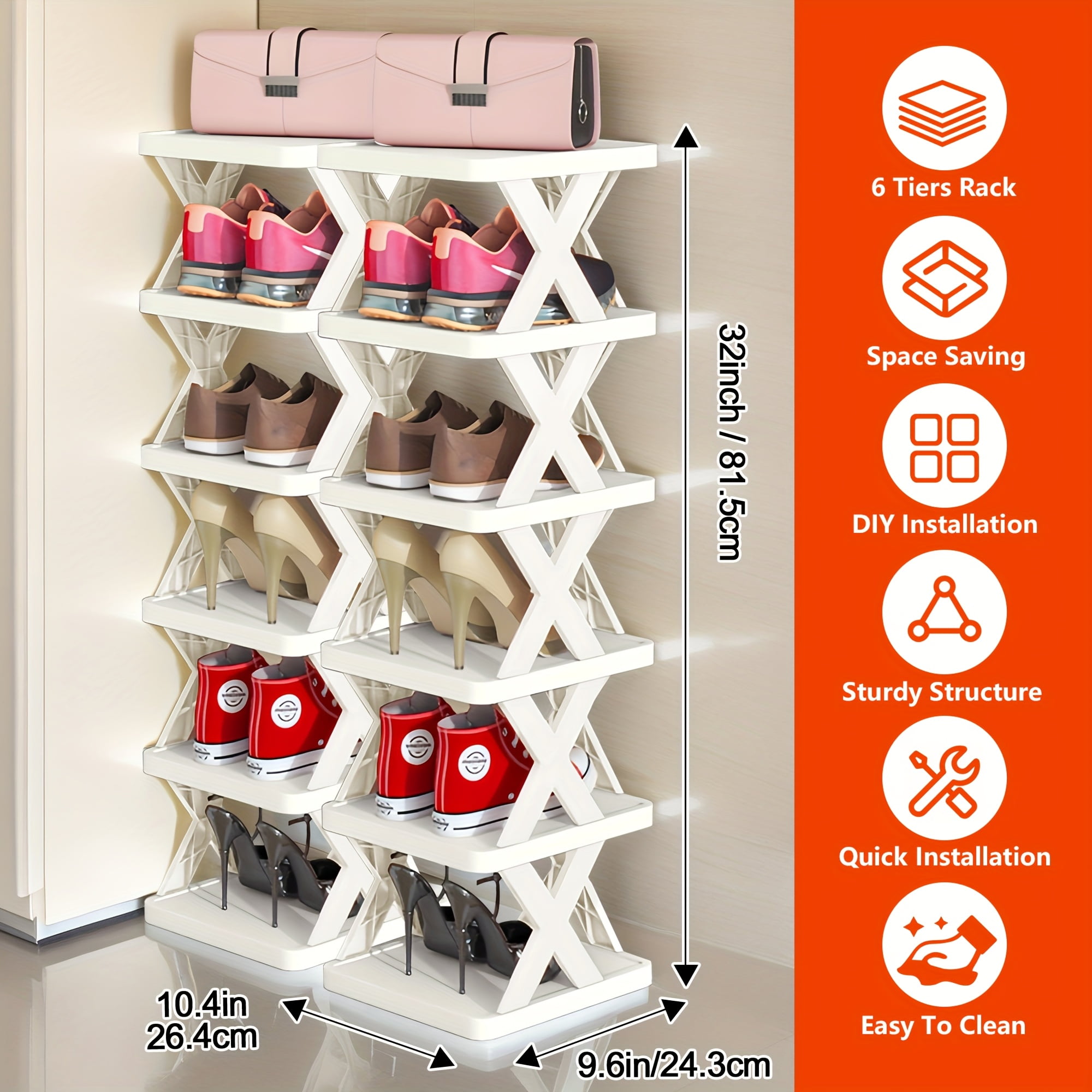 9/6 Tier Shoe Rack, Can Hold 9 Pairs Of Shoes, Space-saving Vertical ...