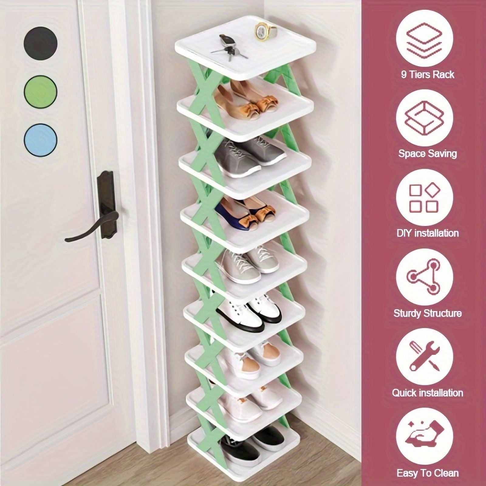 9/6 Tier Shoe Rack, Can Hold 9 Pairs Of Shoes, Space-saving Vertical ...