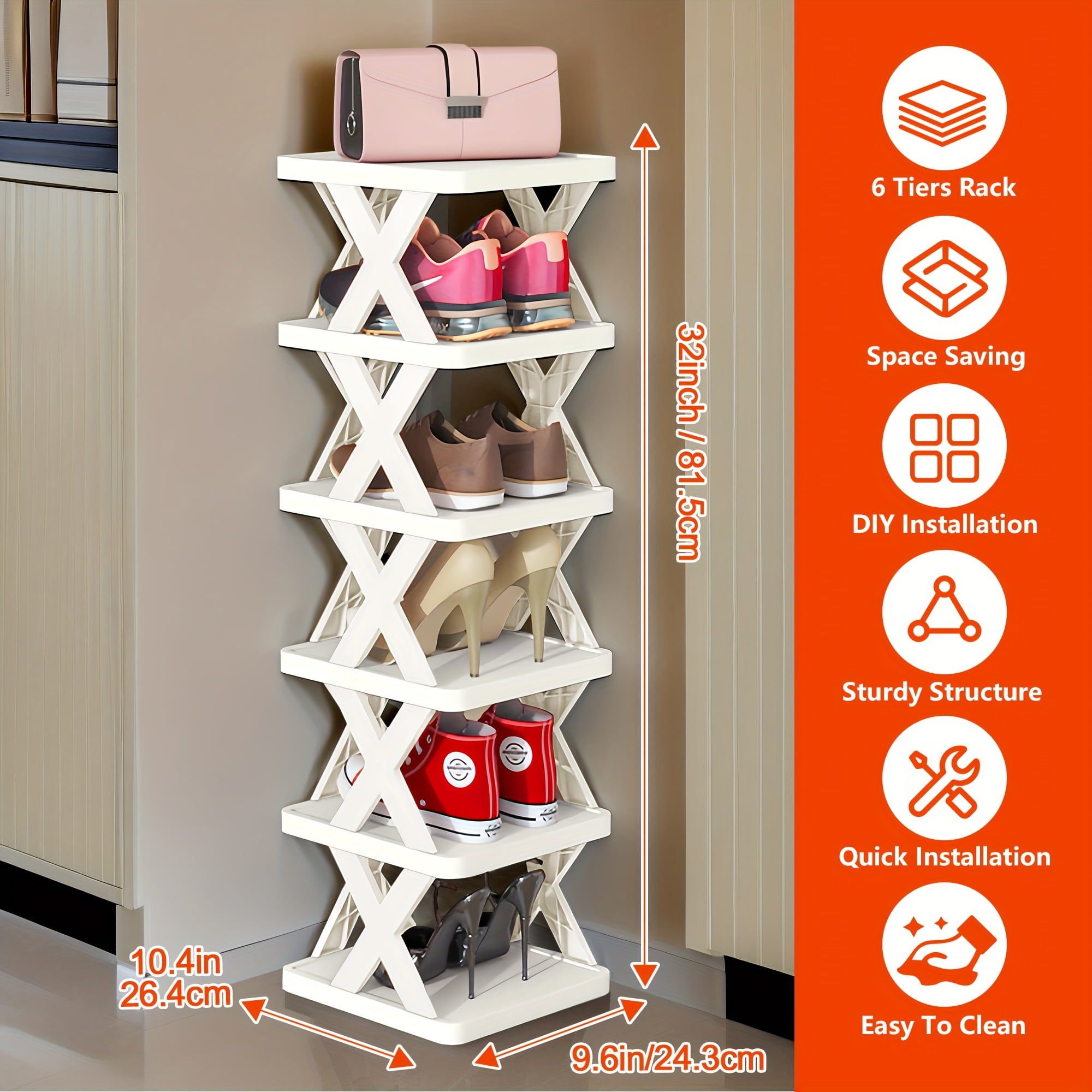 9/6 Tier Shoe Rack, Can Hold 9 Pairs Of Shoes, Space-saving Vertical ...