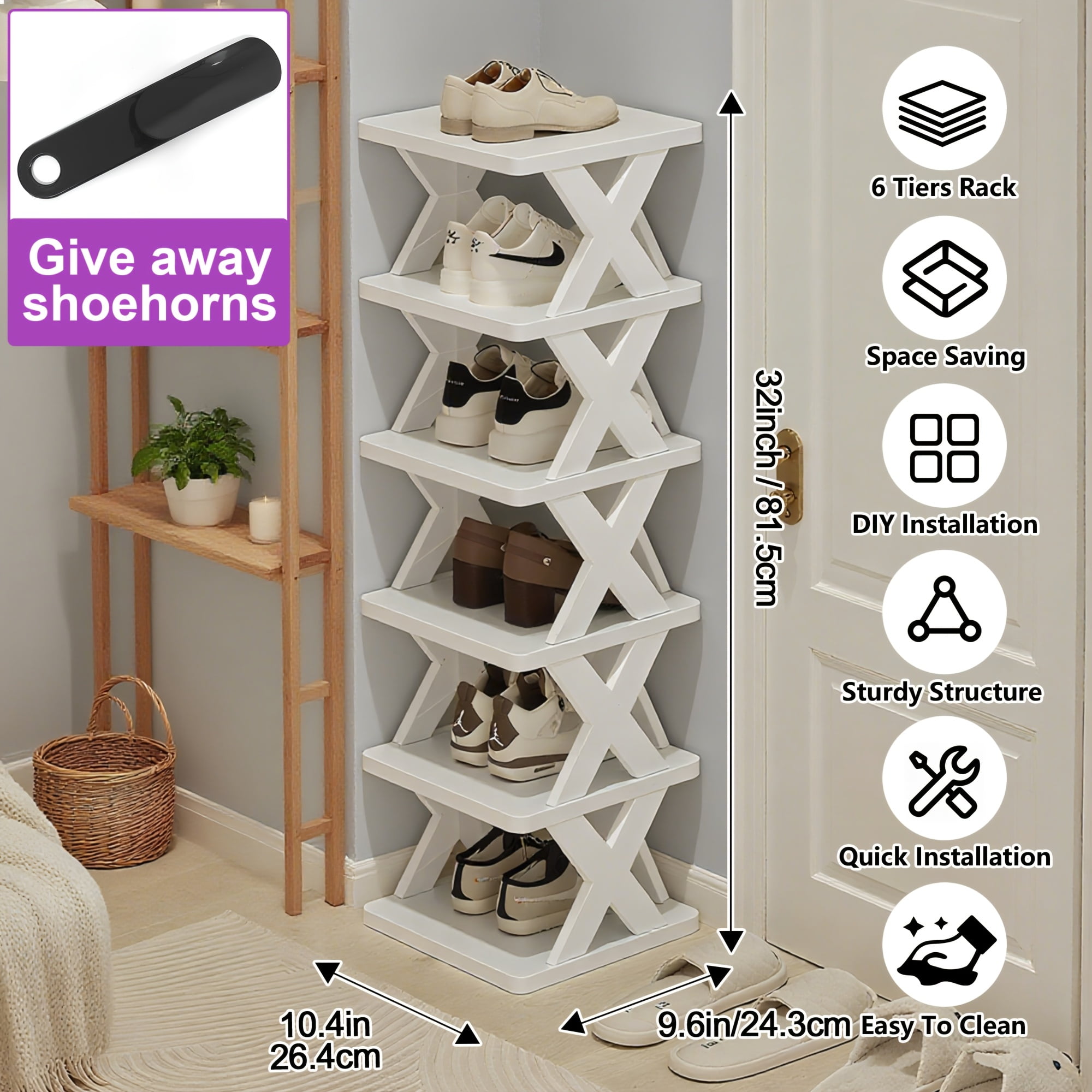 9/6-Tier Shoe Rack, Space-Saving Vertical Shoe Organizer for Entryway ...