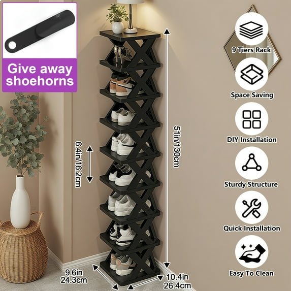 9/6-Tier Shoe Rack, Space-Saving Vertical Shoe Organizer for Entryway ...