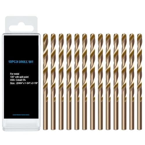9/64 inch Cobalt Drill Bits, M35 HSS, 135 Degree Tip, Jobber Length ...