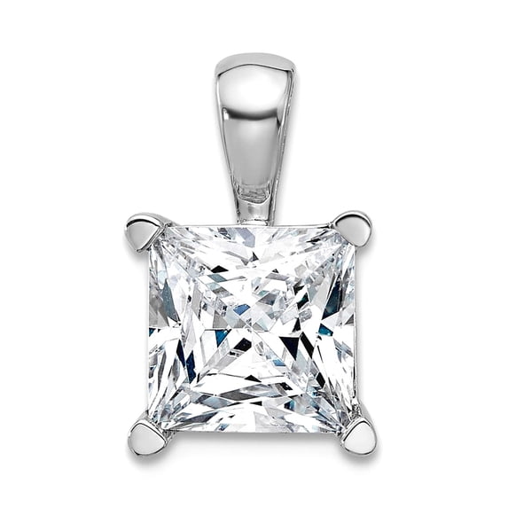 9.66mm 14k White Gold 3 Ct Lab Grown Diamond SI+ G+ Princess 4 Prong ...