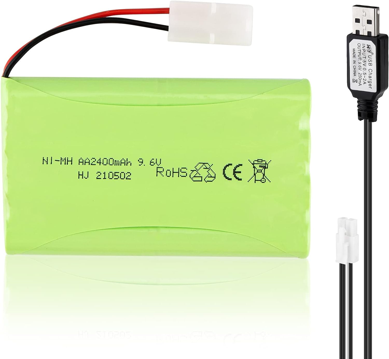 9.6V 2400mAh Rechargeable NiMH RC Battery with Tamiya 2 Pin Connector ...