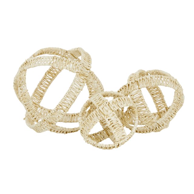 9", 7", 5"H Cream Metal Handmade Woven Geometric Sculpture, by DecMode ...
