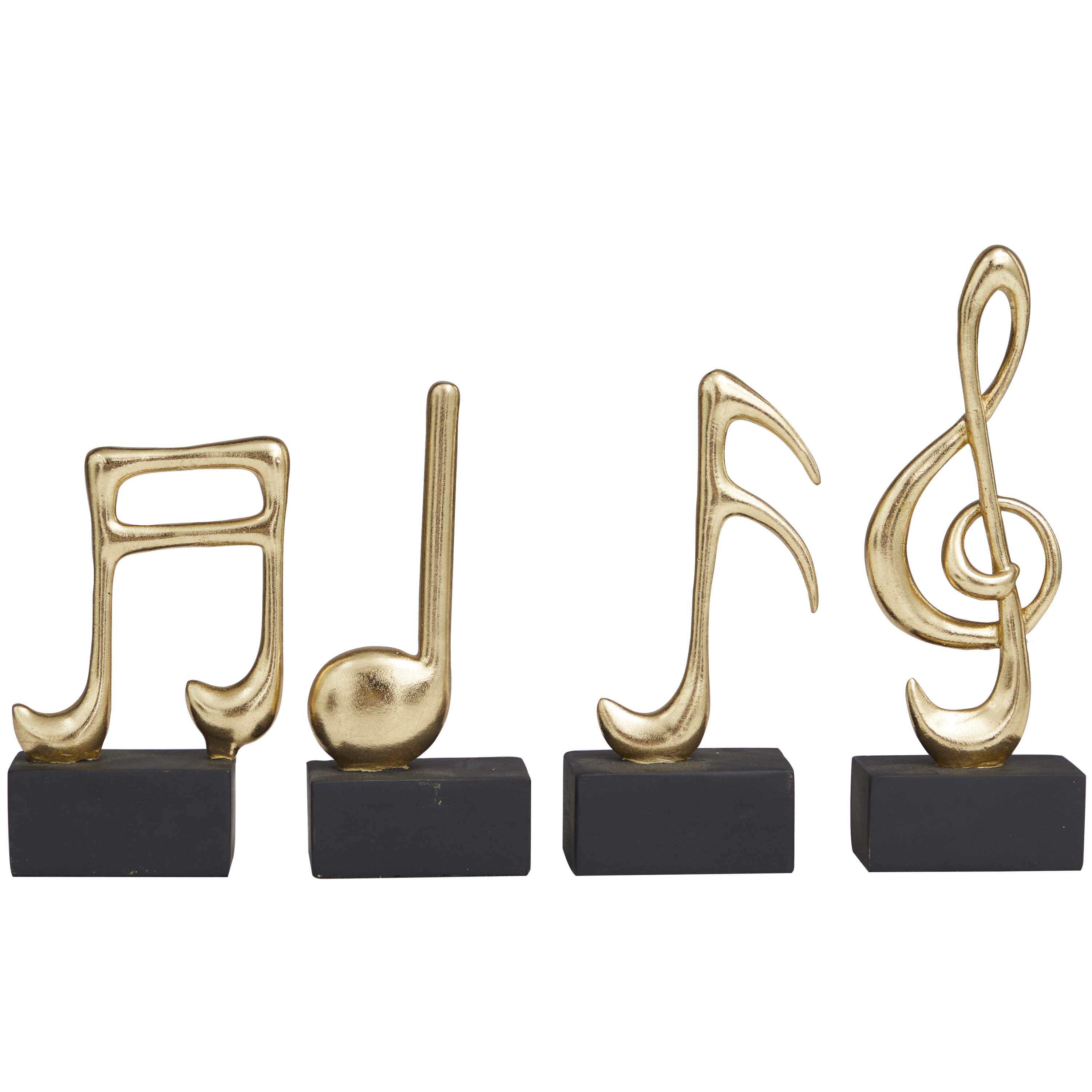 9, 7, 7, 6"H Gold Resin Musical Notes Sculpture with Black Base, by The ...