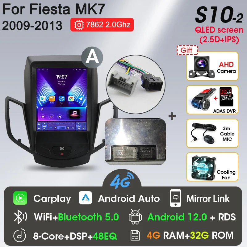9.7" Carplay 2 Din Android 12 Carplay Auto Car Radio for Ford Fiesta ...