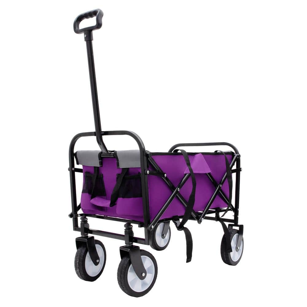 9.74 cu. ft. Purple Fabric Wagon Cart, Folding Outdoor Garden Cart w ...