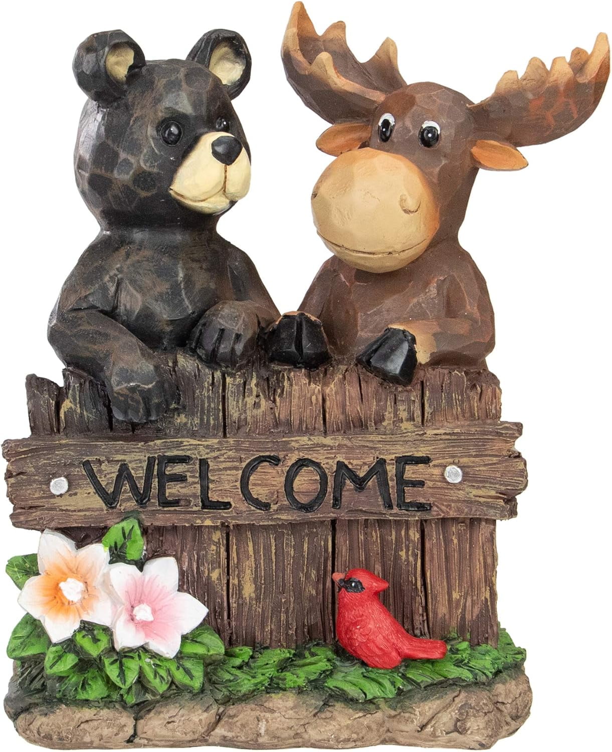 9.75" Black Bear and Moose Welcome Outdoor Garden Statue - Walmart.com