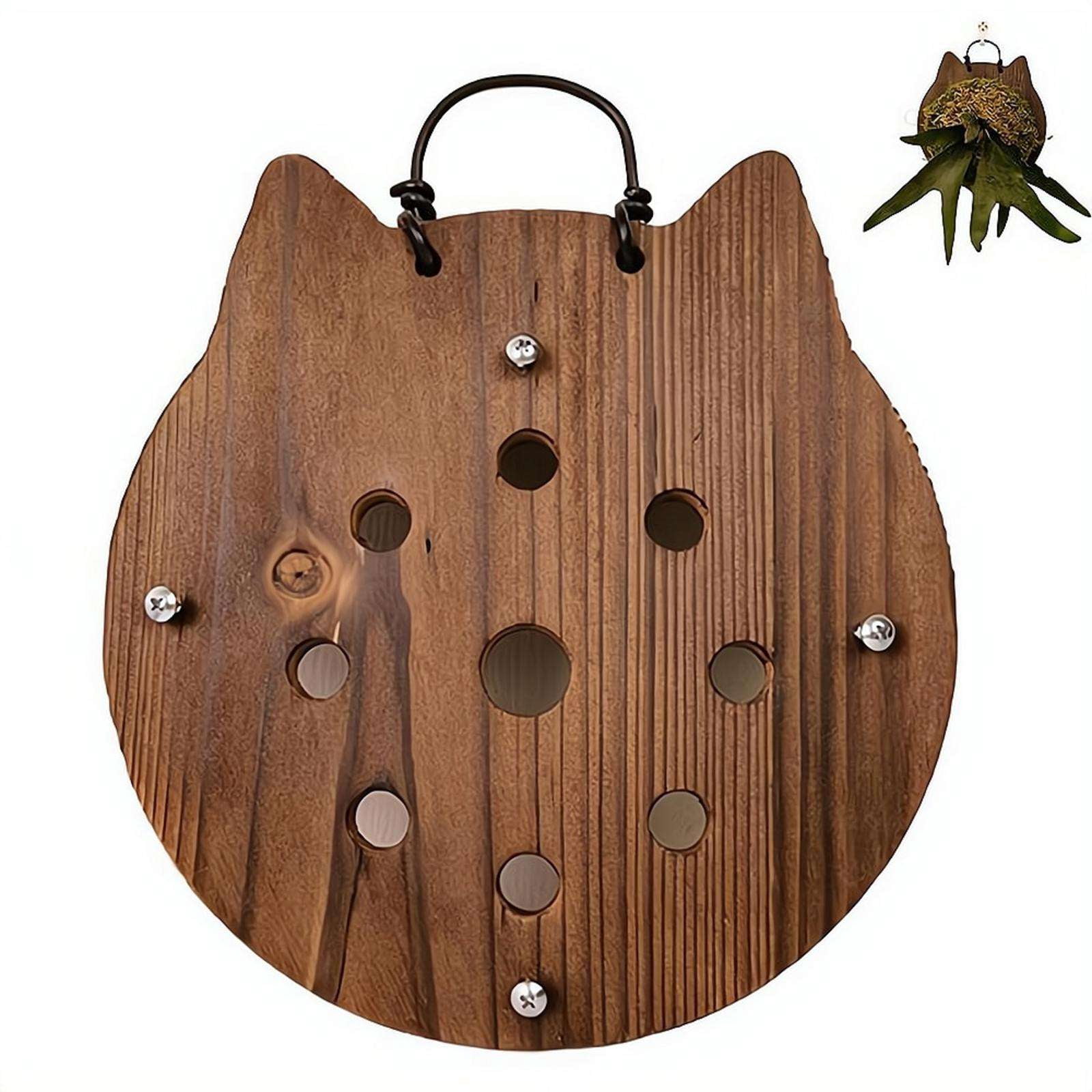 9.8*10.2 inches Cat Shape Wooden Wall Planter, Vertical Hanging Fern ...