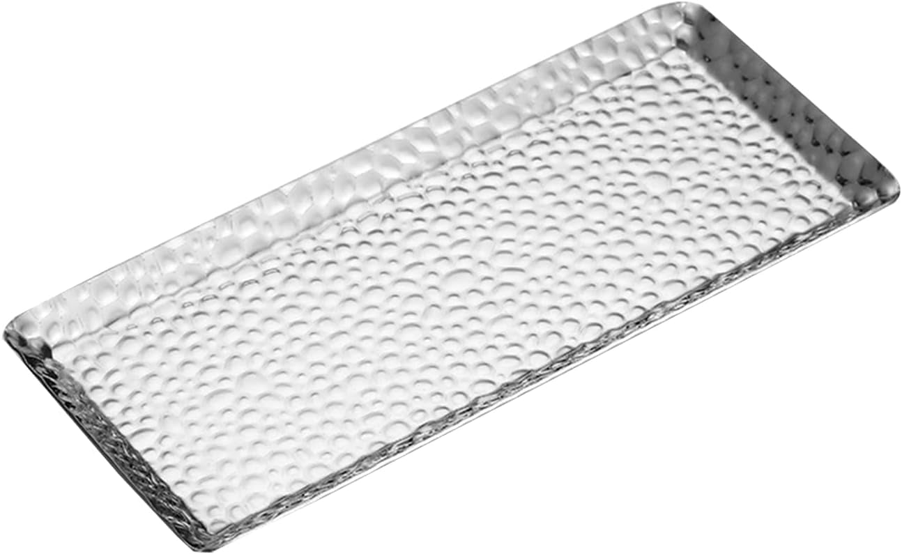 9.8×4.3Inch Silver Metal Decorative Tray, Reusable Stainless Steel ...