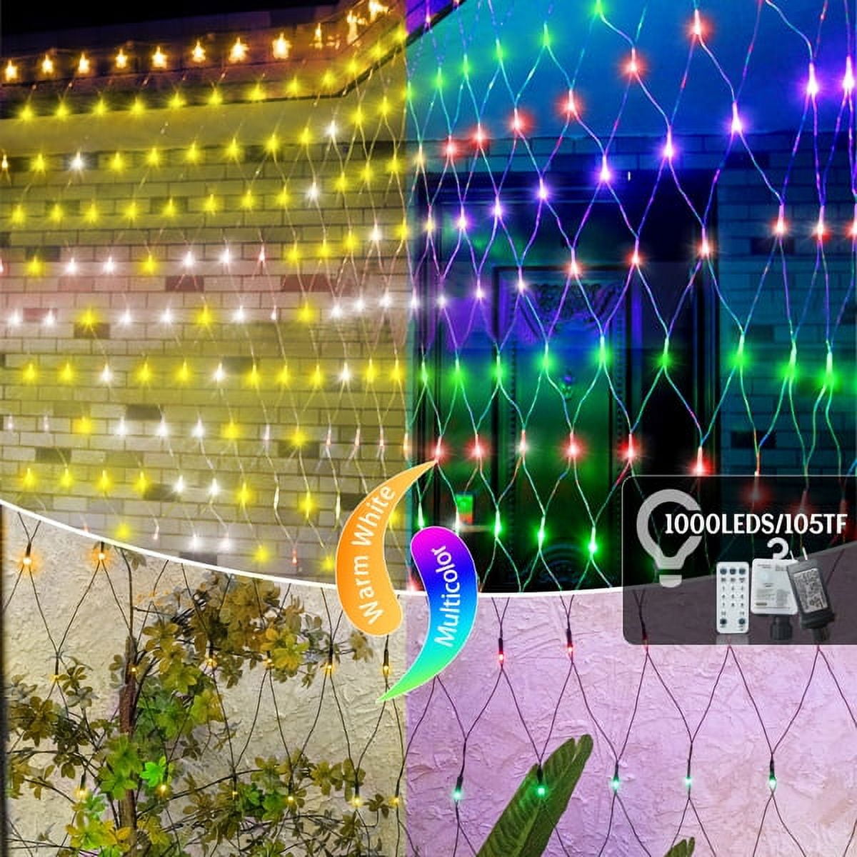 9.8*6.5FT Christmas Mesh Net Light,360 LED Net Light with 8 Modes&Remote,Connectable Net String ...
