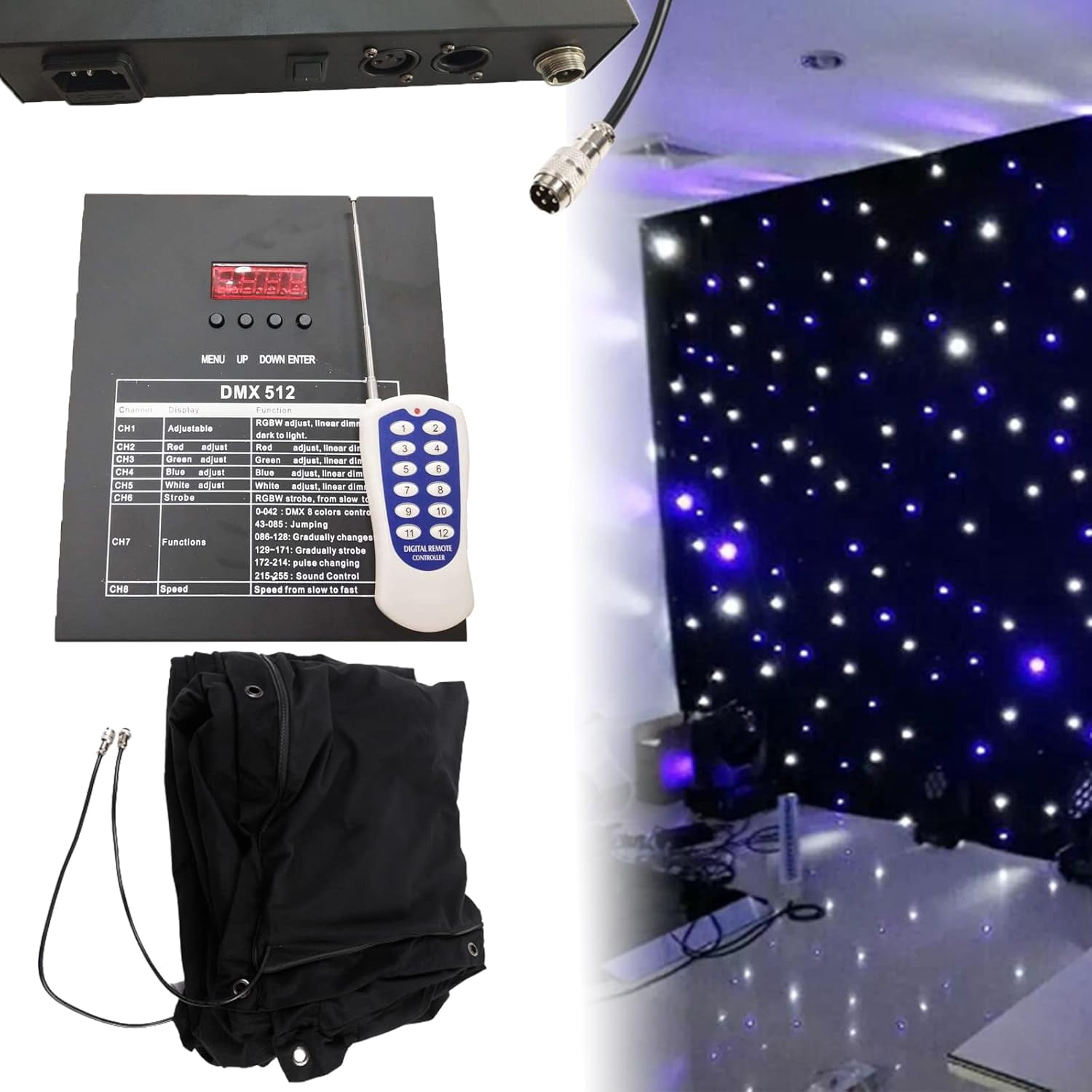 9.8 * 6.6' LED Stage Star Backdrop Curtain Wedding Retardant Blue ...