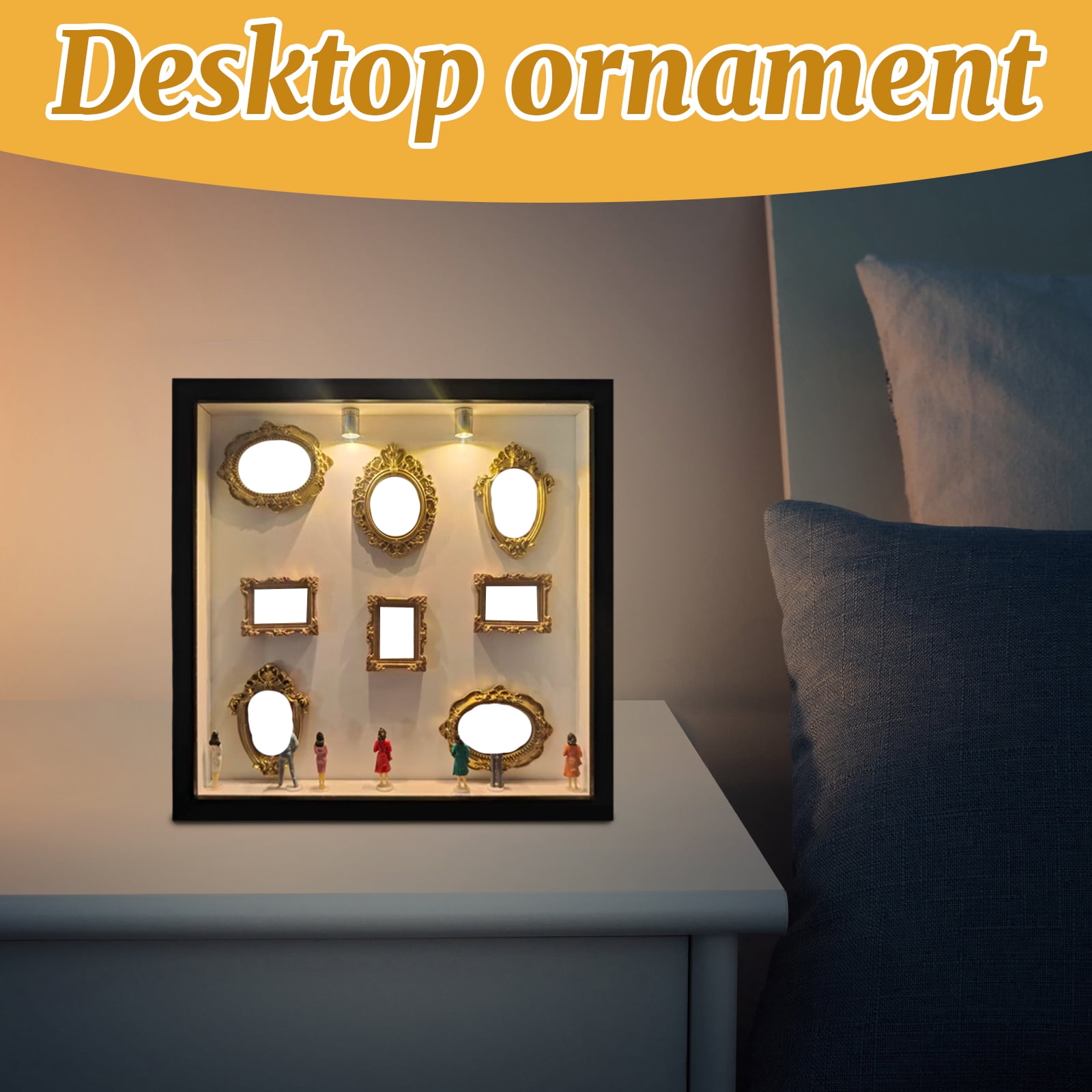 9.8" DIY Mini Museum Shadow Box, 3D Art Gallery Frame with Vintage Gold ...