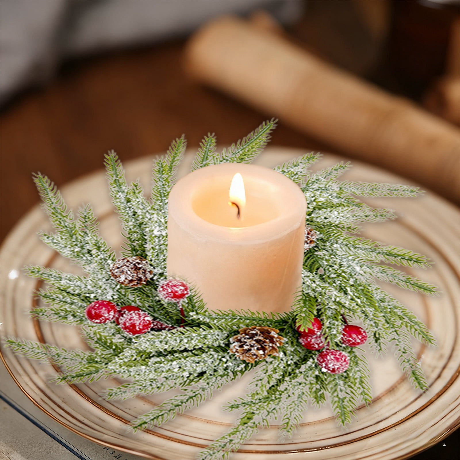9.8 Inch Christmas Decorations Artificial Candlestick Garland, Fake ...