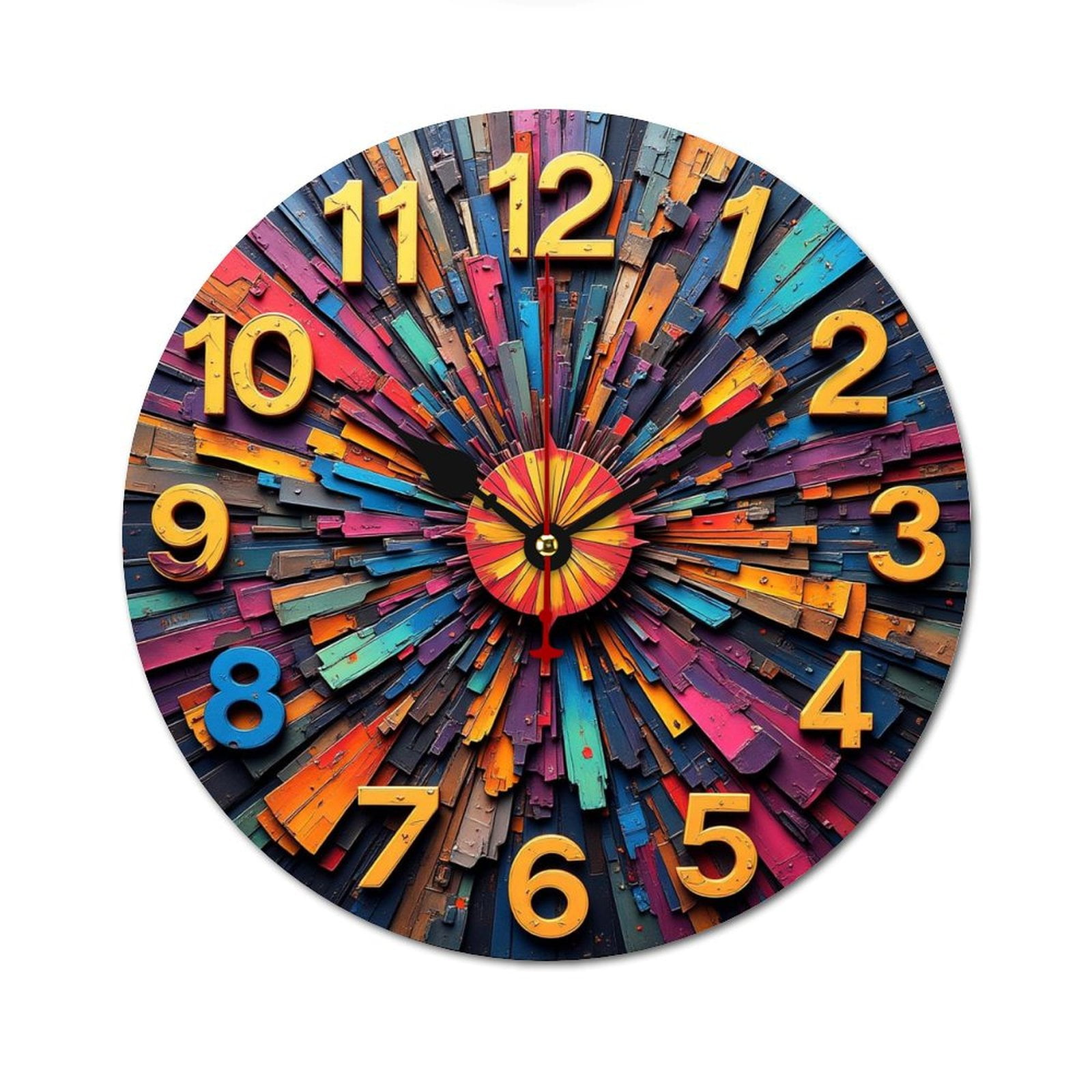 9.8 Inch Round Wooden Wall Clock - Silent Sweep Frameless Retro ...