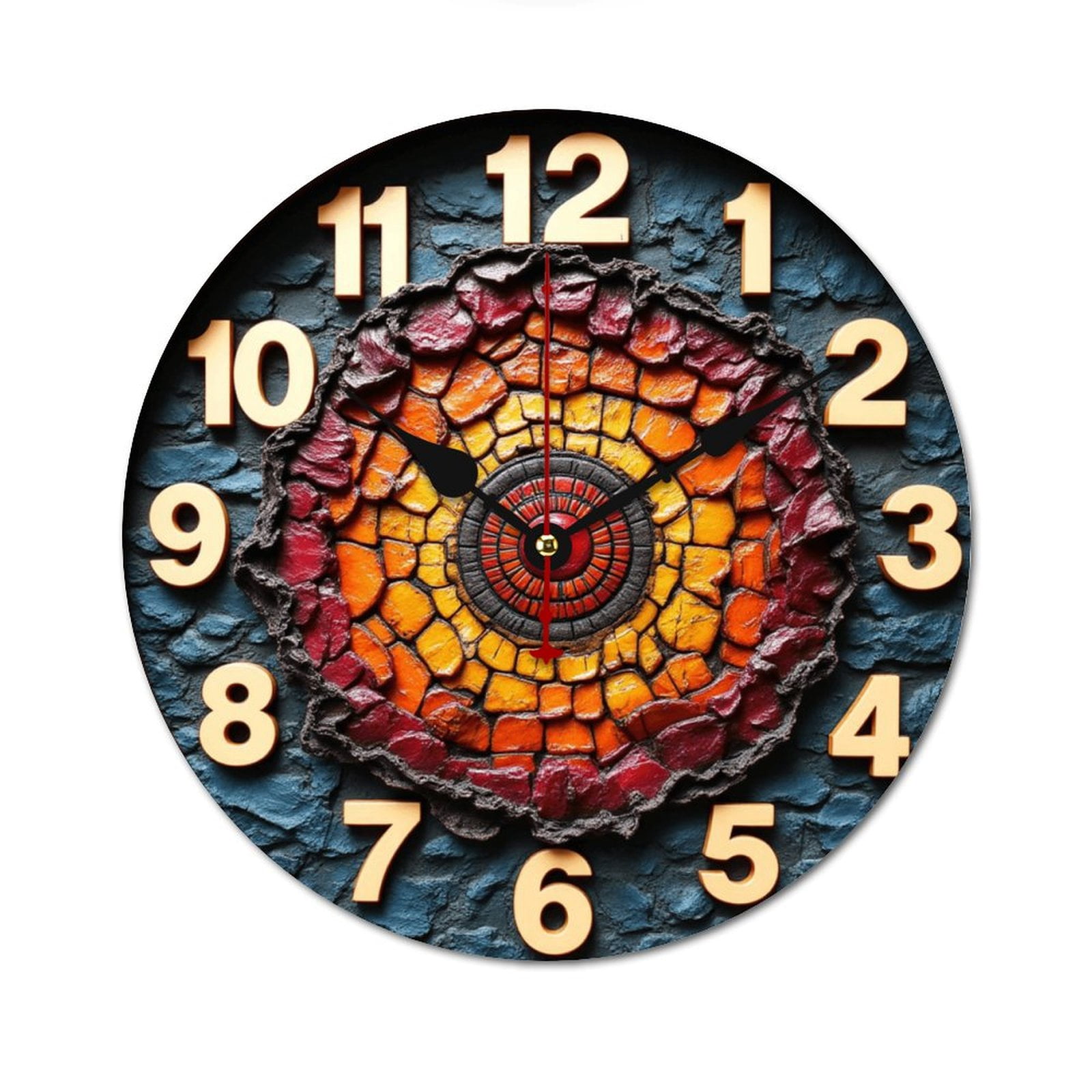 9.8 Inch Round Wooden Wall Clock - Silent Sweep Frameless Retro ...